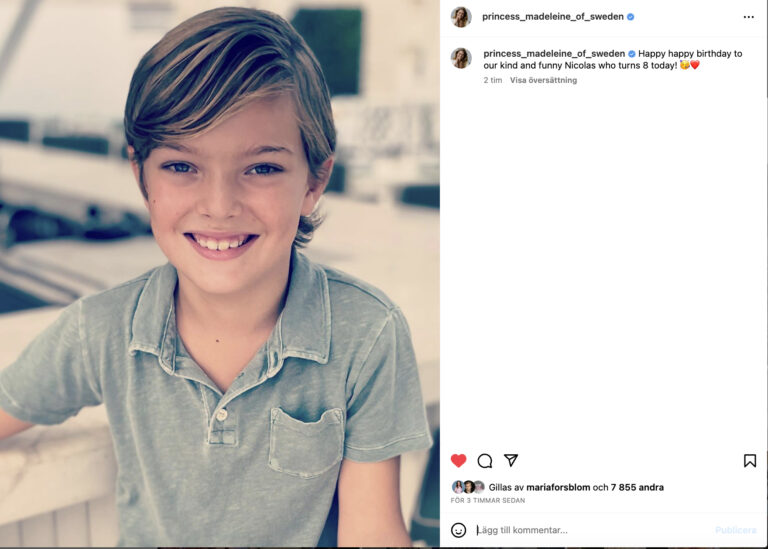 Nya bilden på prins Nicolas – Madeleines personliga ord till sonen